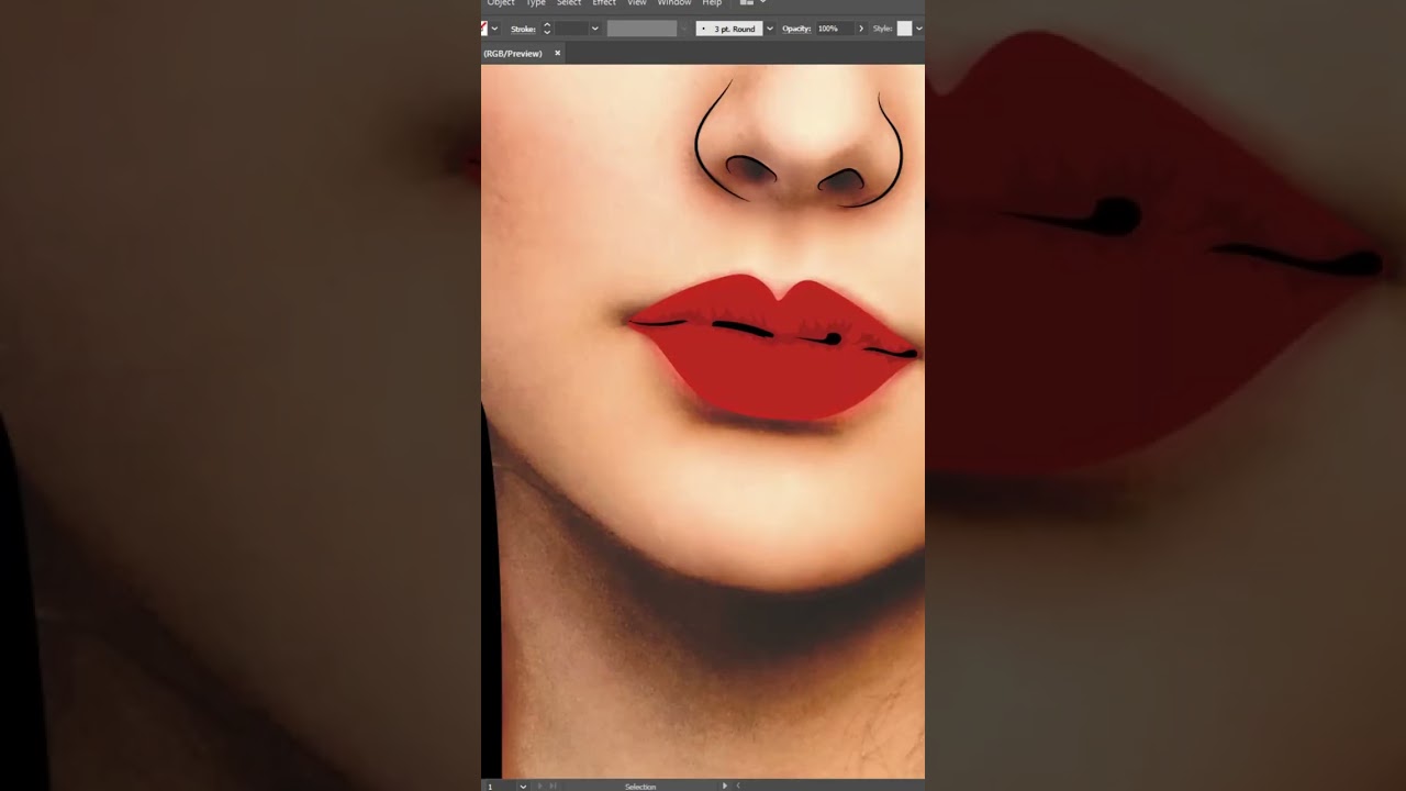 How to draw realistic vector lips in adobe illustrator ?🤔 adobe illustrator satisfying  speed art 😍👍