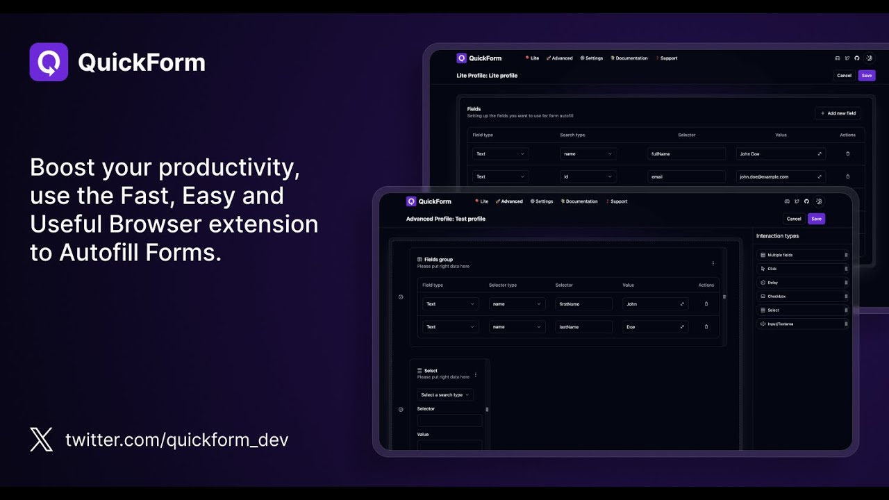 Auto Fill Forms - Using Chrome Extension (QuickForm)