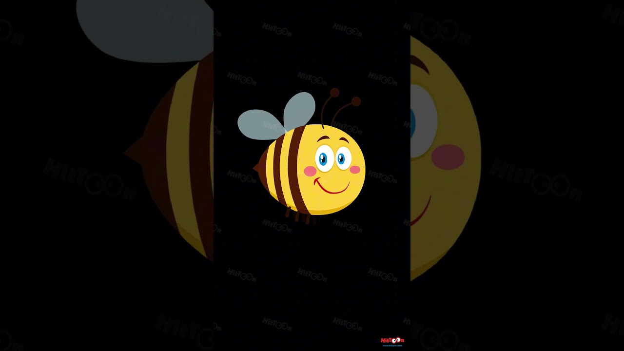 Cute Bee Cartoon Character Flying.