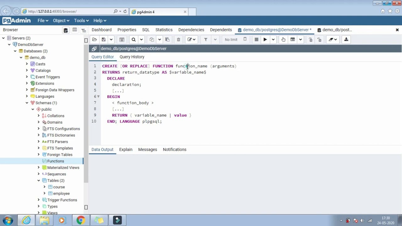 Functions Or Stored Procedures in Database #Postgresql #PL/SQL