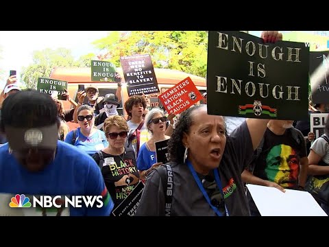 Protesters march in Miami in protest of new Black history standards