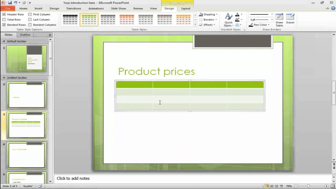 How to create tables in Microsoft PowerPoint
