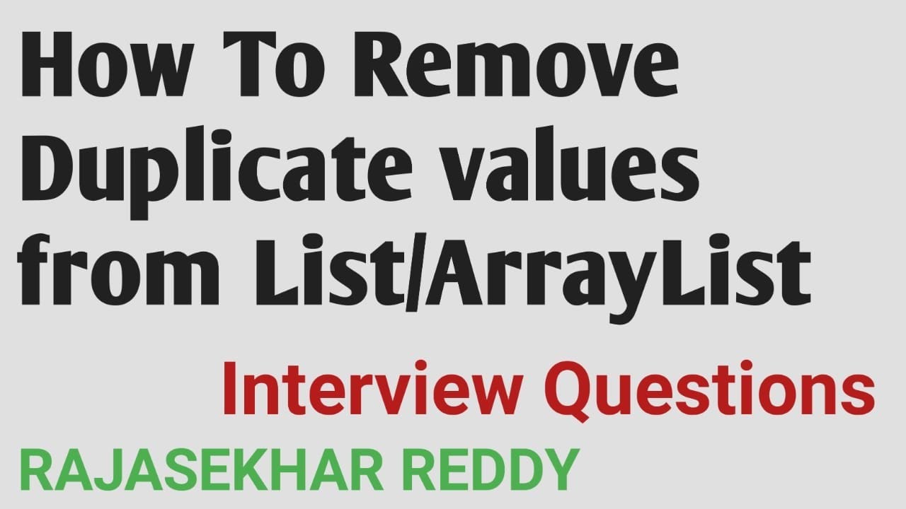 How to Remove Duplicate Values From Java List/ArrayList | Java Interview Questions