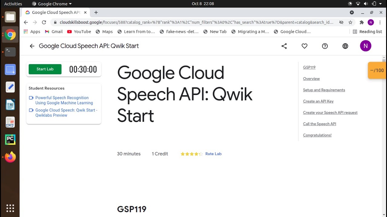 Google Cloud Speech API: Qwik Start