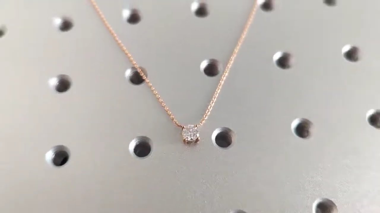 Attached Diamond on Chain, 14K Gold Diamond Necklace, Lab Grown Diamond Solitaire Necklace