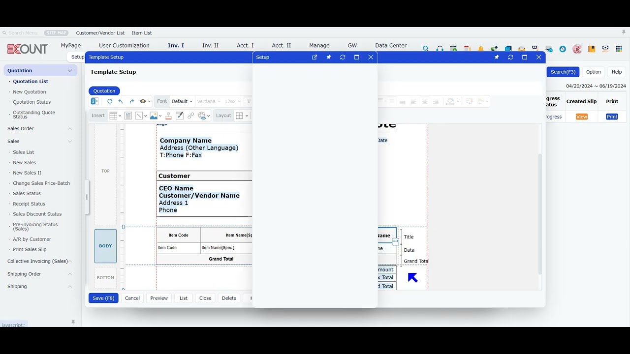 [ECOUNT Basic] Template Setup - Report Template Setup