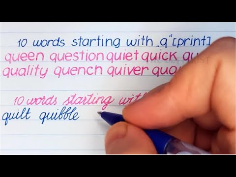 10 words starting with "q" ⚜ Handwriting practice ⚜ Compare print & cursive style