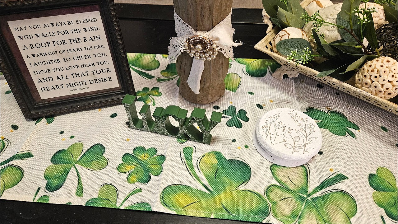 St. Patrick's Day Table Runner, Clover Shamrock Decoration