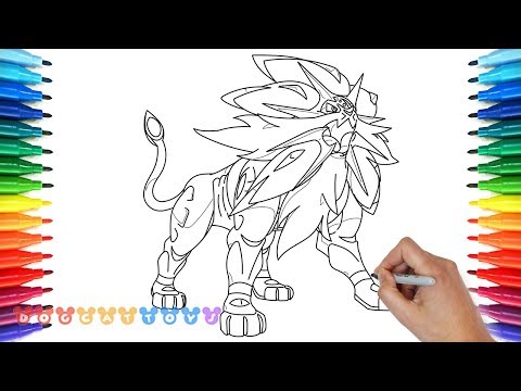How to Draw Solgaleo Legendary Pokemon Sun | Drawing Coloring Pages for Kids