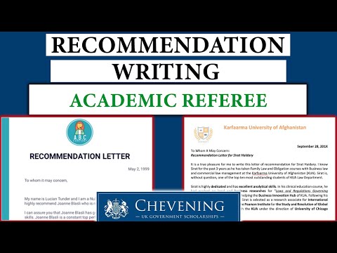 Recommendation Letter - Academic Reference Letter Writing for Chevening & Other Scholarship Programs