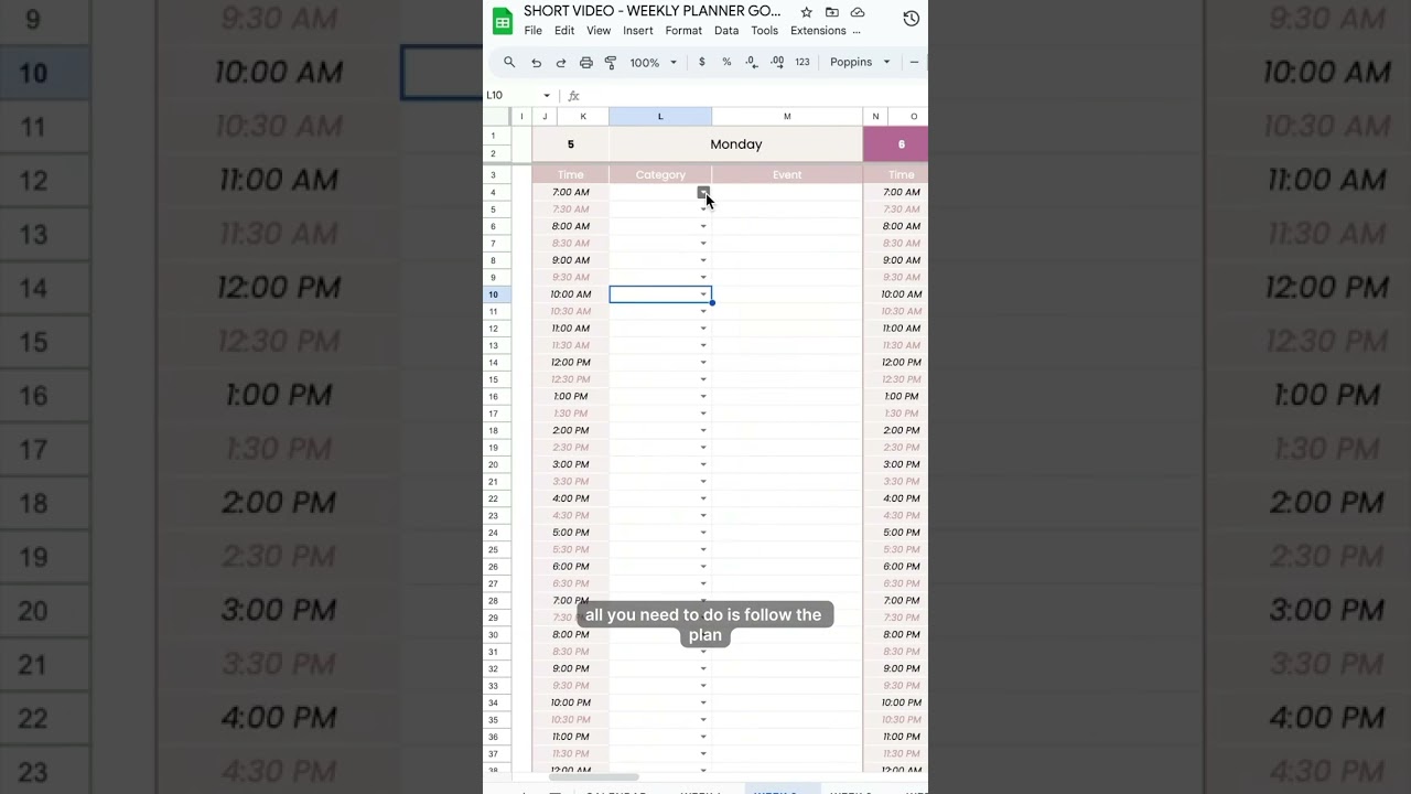 Daily Weekly Monthly Planner Template Google Sheets Spreadsheet #productivity #spreadsheet #planning