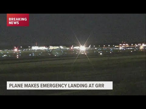 Plane makes an emergency landing at Gerald R. Ford International Airport