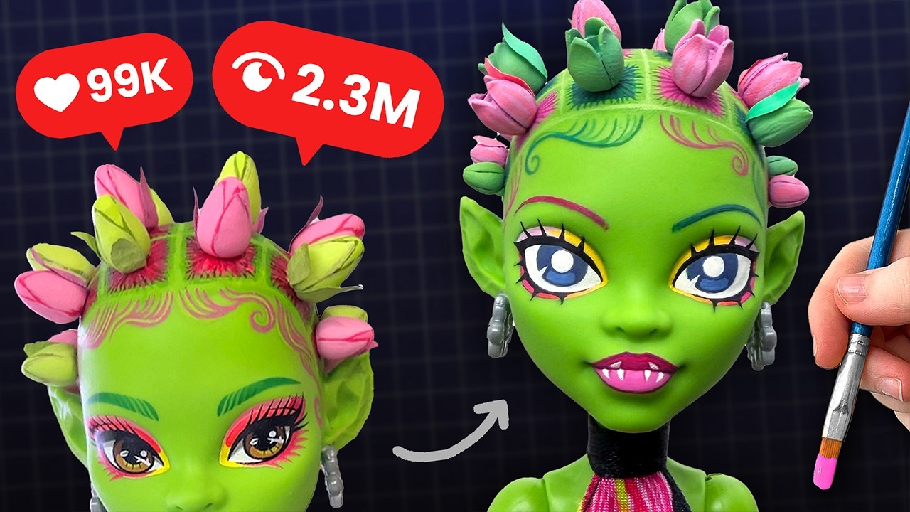 remaking my *VIRAL* 'tulip bantu knots' monster high doll