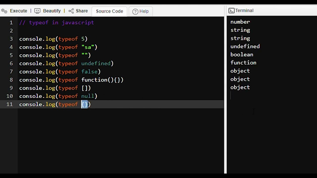 TypeOf Operator in Javascript | Javascript Interview Question