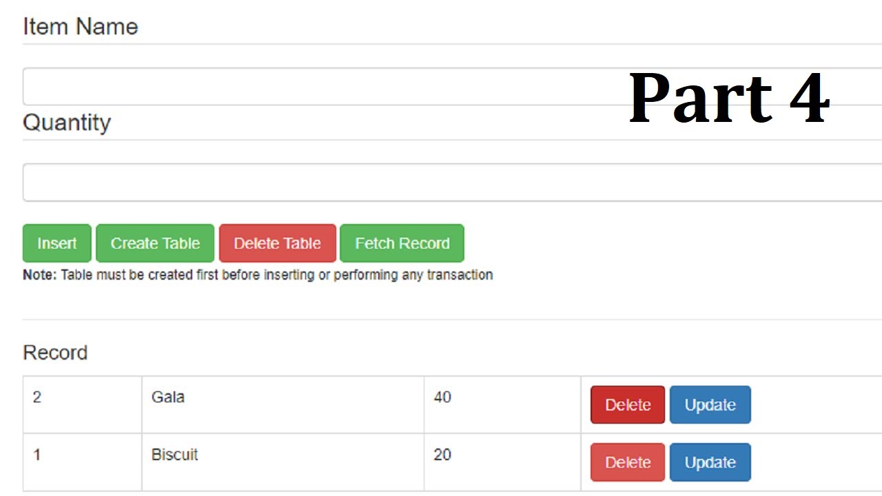 Offline Relational Database Using HTML5 and JavaScript (SQL Query) - Part 4