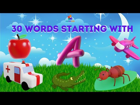 Learn Letter A 30 Words For Kids | Words Starting With A | Letter A Words | DintoyKids