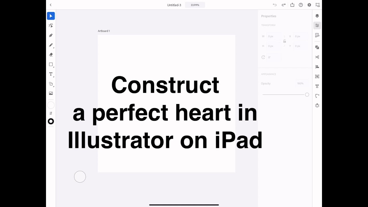 Create / draw / construct a perfect heart shape in Adobe Illustrator on ipad