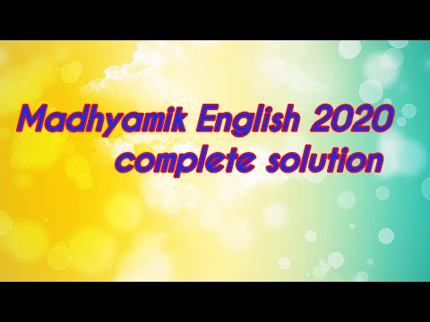 Madhyamik English 2020 solution ..