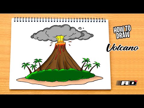 Volcanoe Drawing Step by Step Tutorial – I'm Youtuber – Follow my ...
