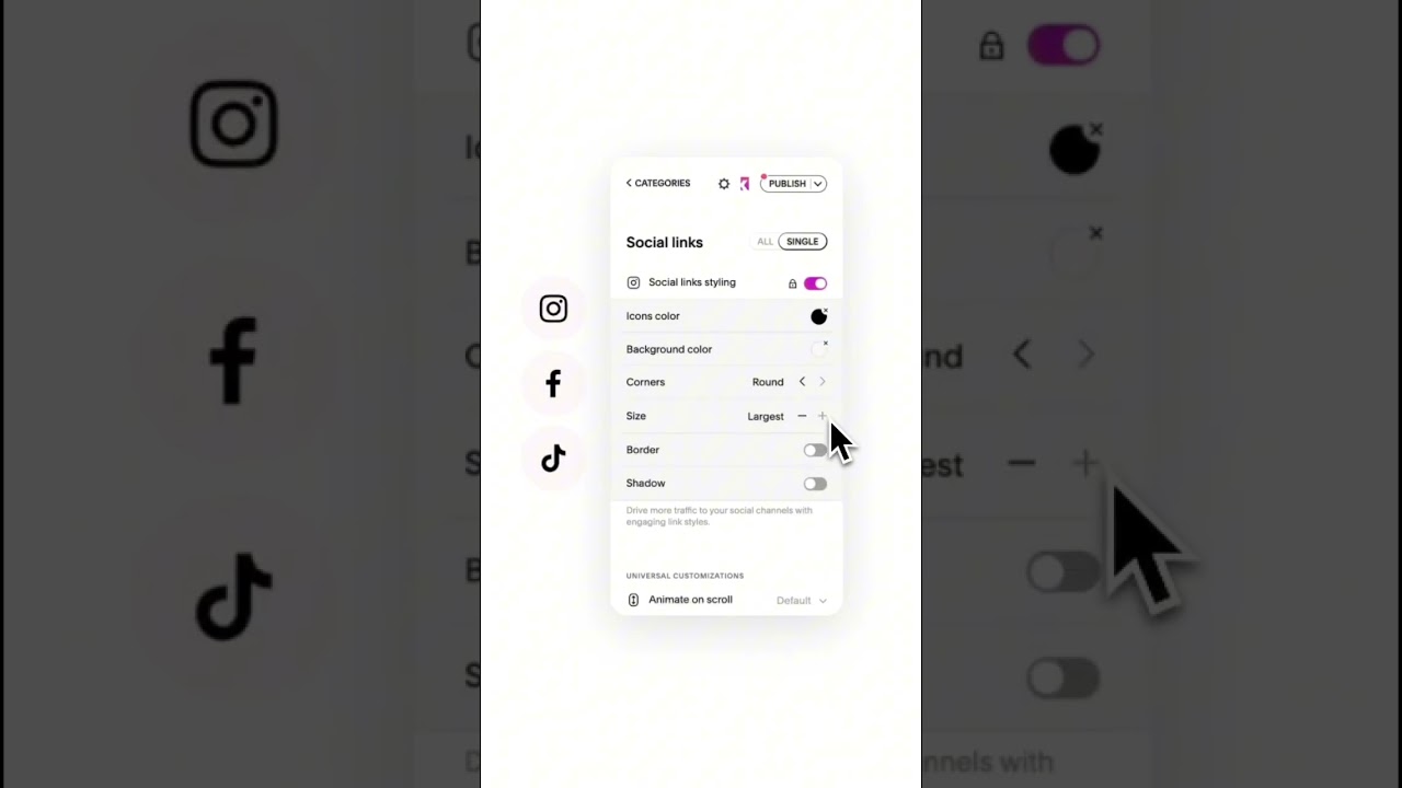 Add animated social icons with Spark Plugin no code, just click and style. #squarespacetips