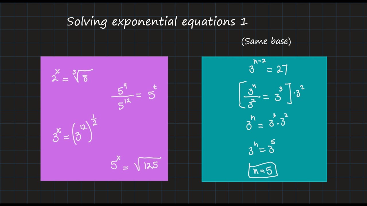 E11  Solving exponential equations 1 -  (Same base)