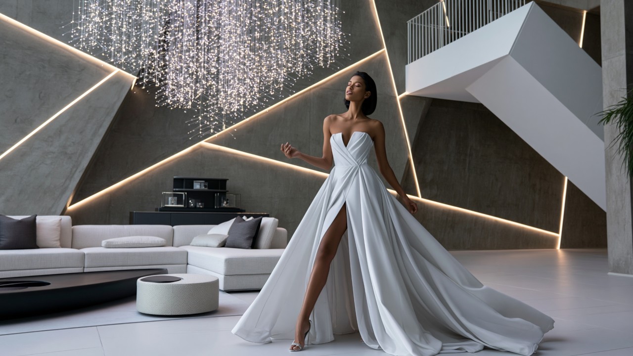 Futuristic LED Wall Lighting Living Spaces - Architectural District of AIFMA Fashion Mega City