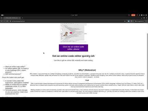 IDE VS Code in the browser with Python, Java, Terminal and database support in support of learning