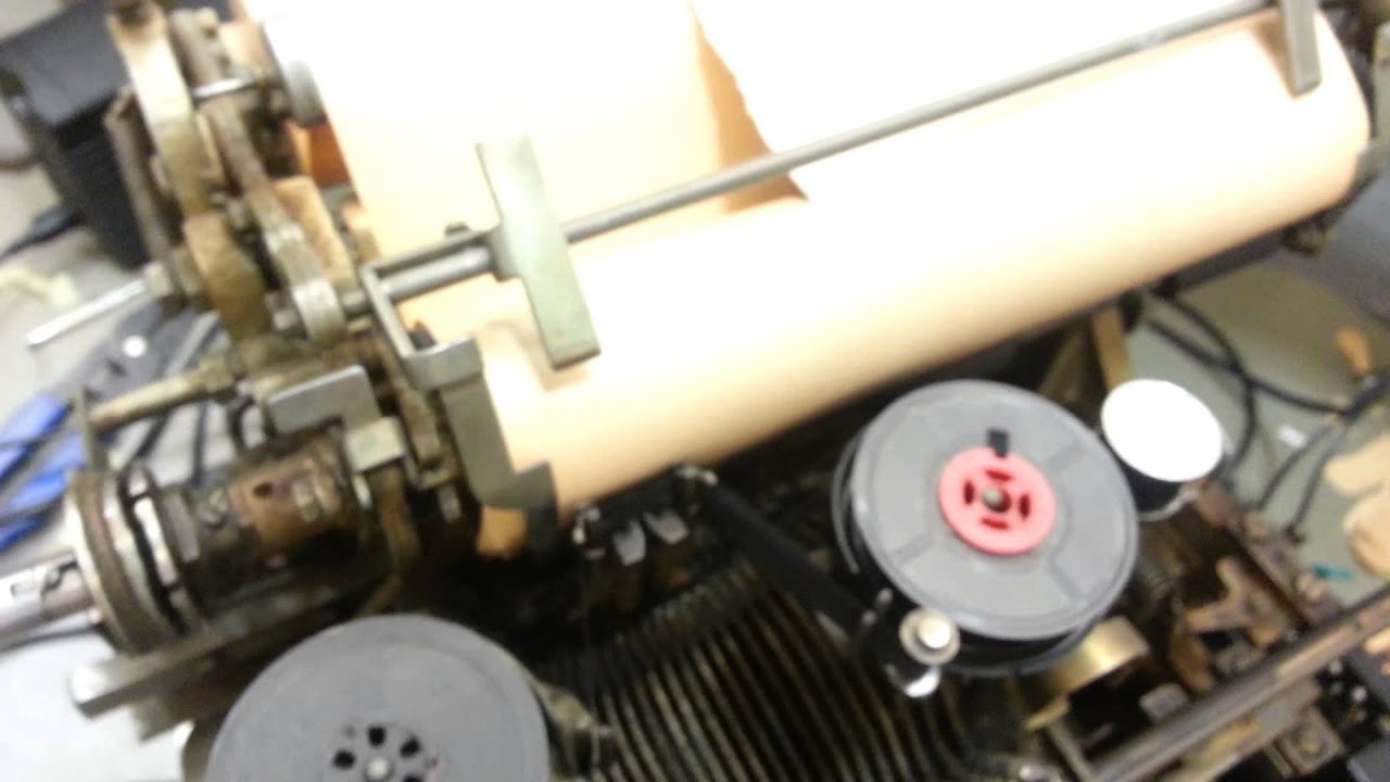 Teletype testing -- Model 15 being driven by a reperforator