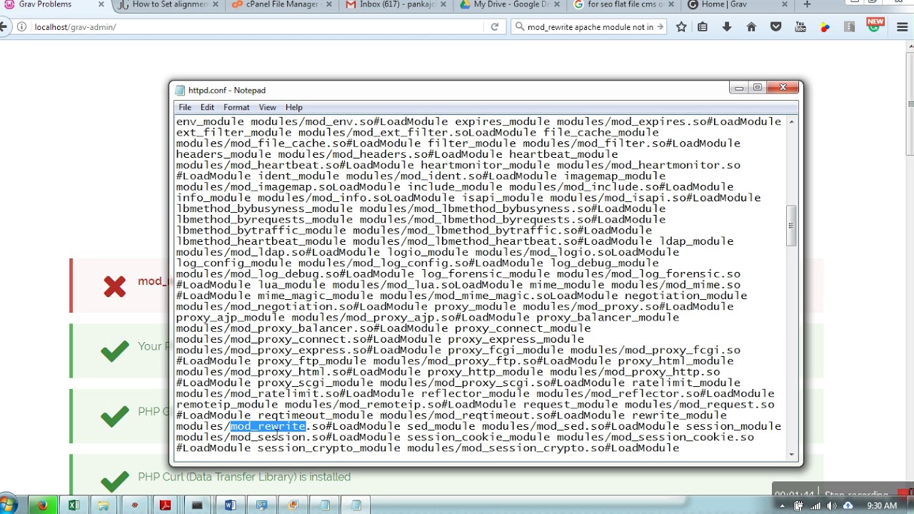 How to enable mod rewrite module in apache in wamp server on windows os