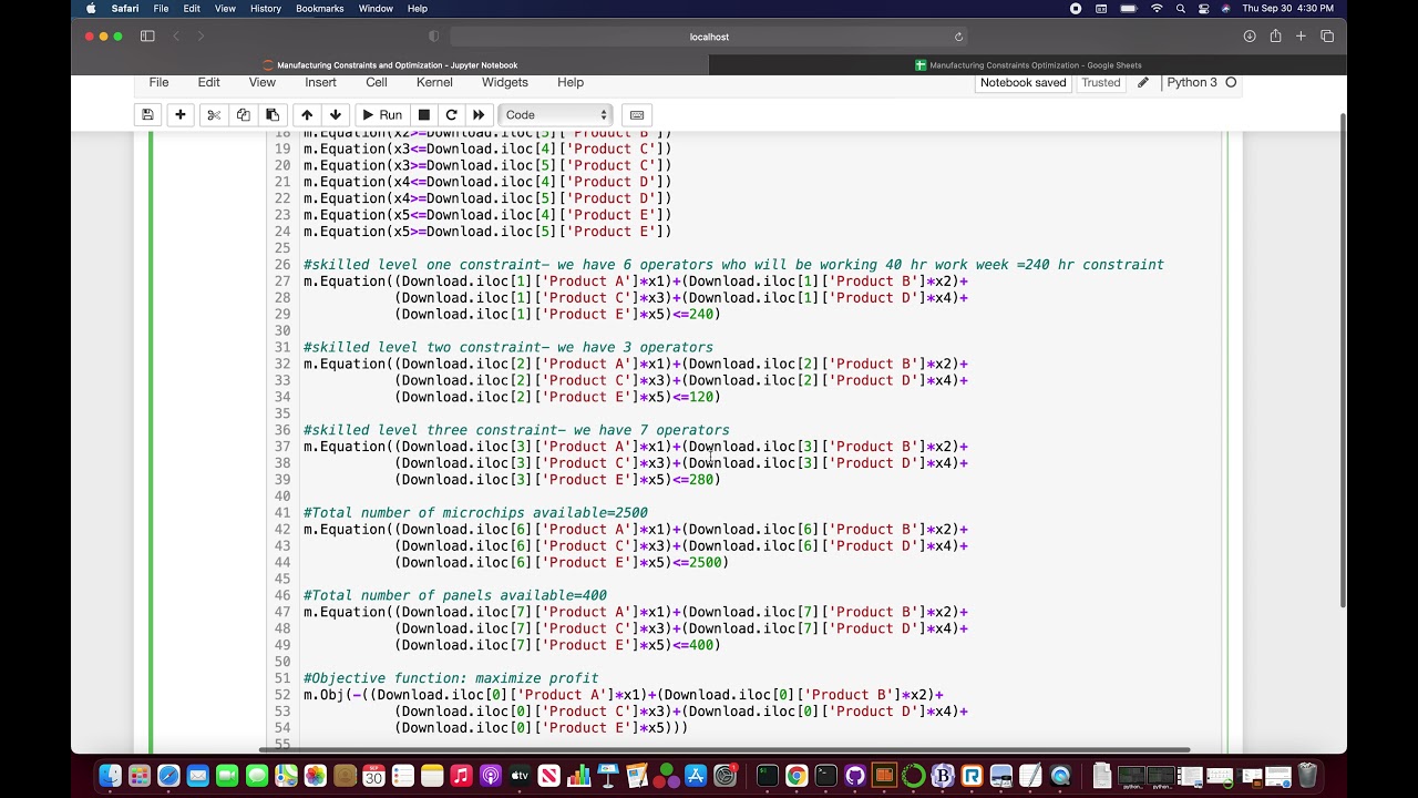 Gekko Python Integer Programming Optimization - Maximize Profit - Manufacturing Constraints