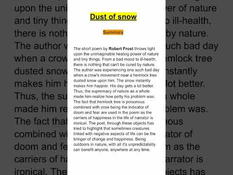 Dust of snow summary class 10th #cbse #english #englishclass