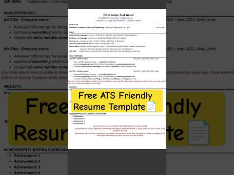 Free ATS friendly Resume Template 📄