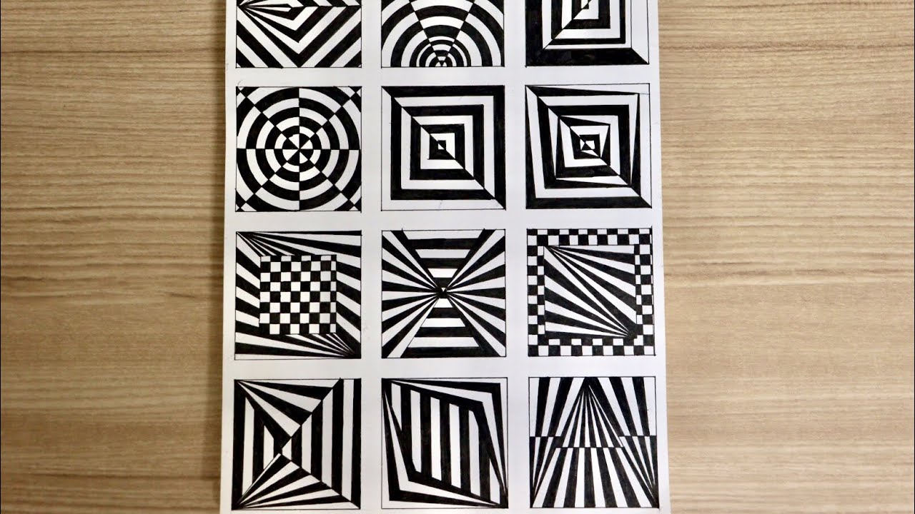12 EASY Optical illusion drawings/patterns/tricks/abstract drawings | Part-2