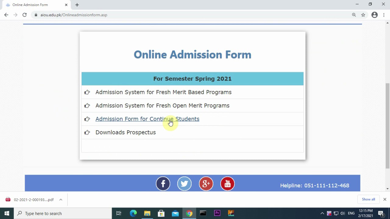 How to Apply online Admission as Continue Student