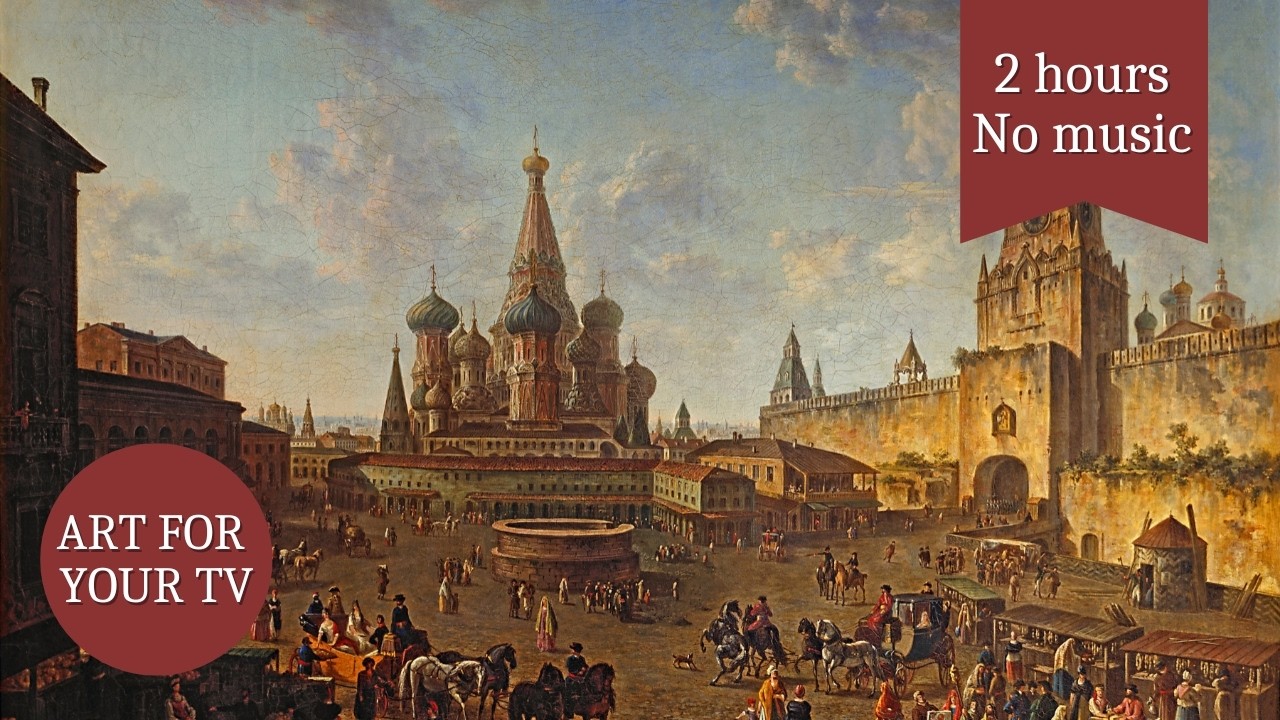 Red Square in Moscow TV Screensaver | 4K Frame TV Art Wallpaper | Russia Cityscape Painting | 2HRS