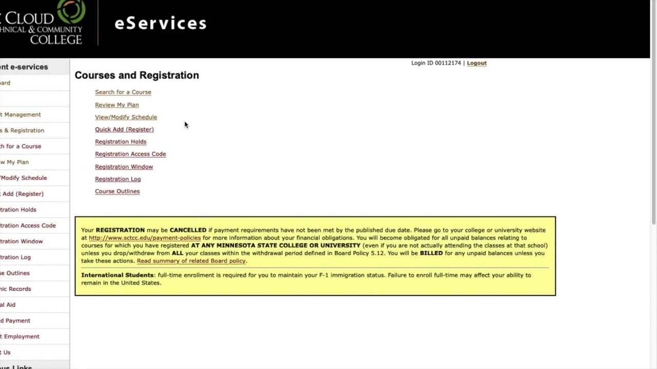 SCTCC how-to on how to access eServices