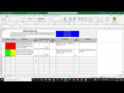 Action Items Log Template