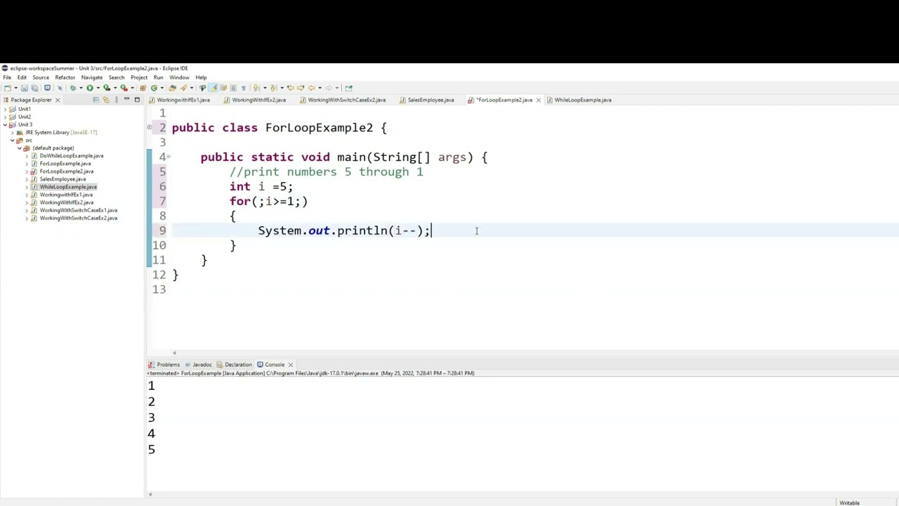 Java Reverse Loop | Java Tutorial