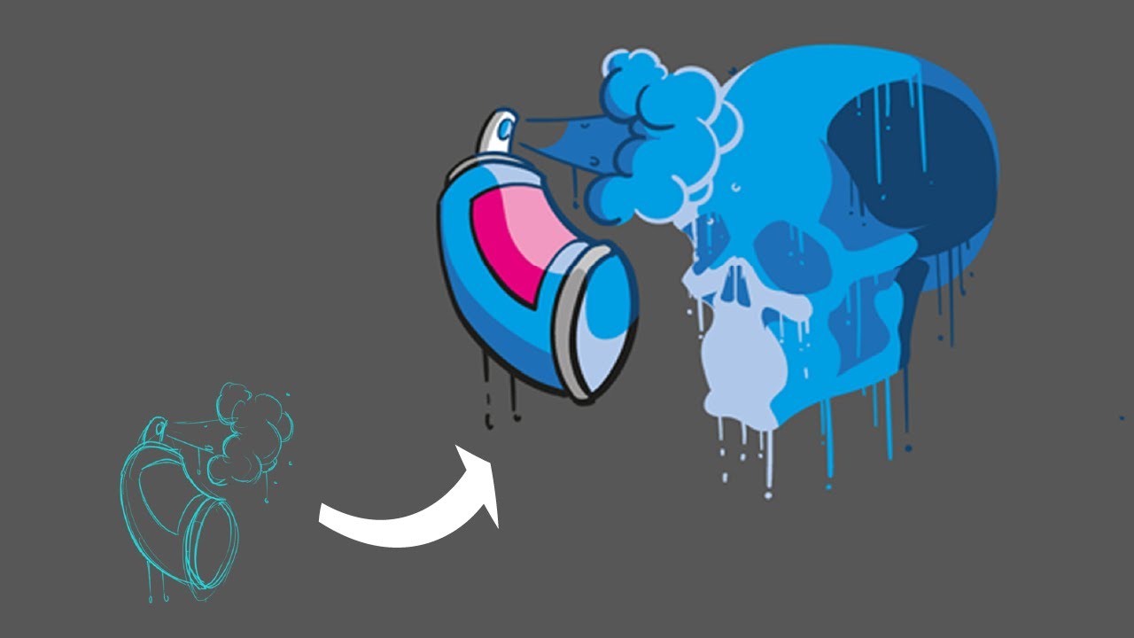 Vector Art Timelapse - Spray Paint and Skull