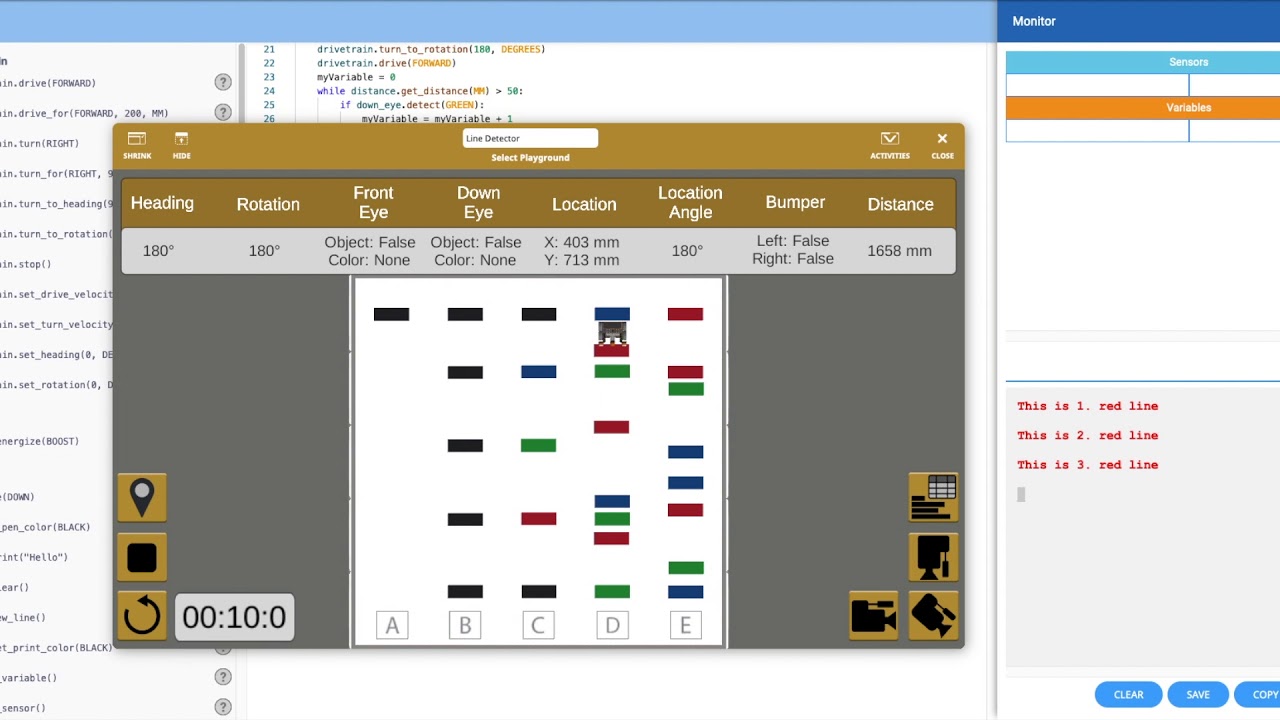 Line Detector - VEXCode VR - Python