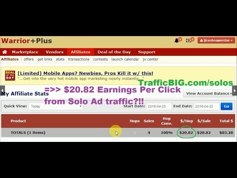 $20.82 EPC (Earnings Per Click) From James Jordan's Solo Ad Traffic?!!