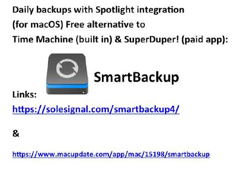 SmartBackup is a free alternative to Time Machine ( alternative to macOS apps for Windows )