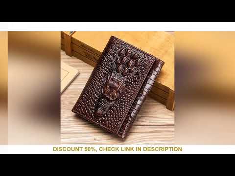 100%Leather men's wallet leather short multi card bag leather men's wallet crocodile patterned walle