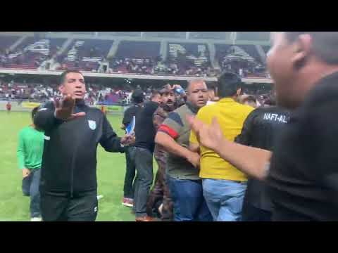 Chaos in Najaf stadium 🏟 after match end : Naft Al-Wassat 2-1 Al-Shorta SC