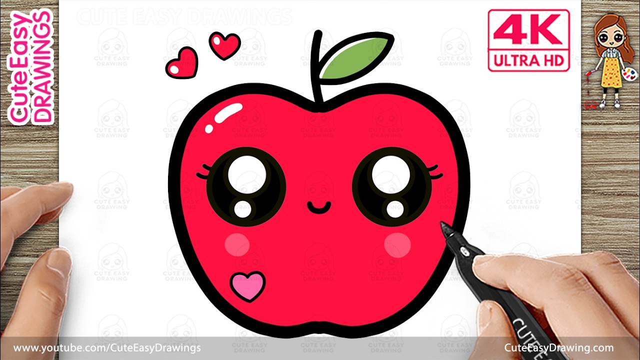 How to Draw an Apple | Easy Kawaii Apple Step by Step for Kids and Toddlers!