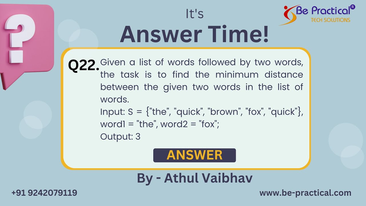 Java Programming Tutorial |Calculate Minimum Word Distance in java | Learn Basic Java |