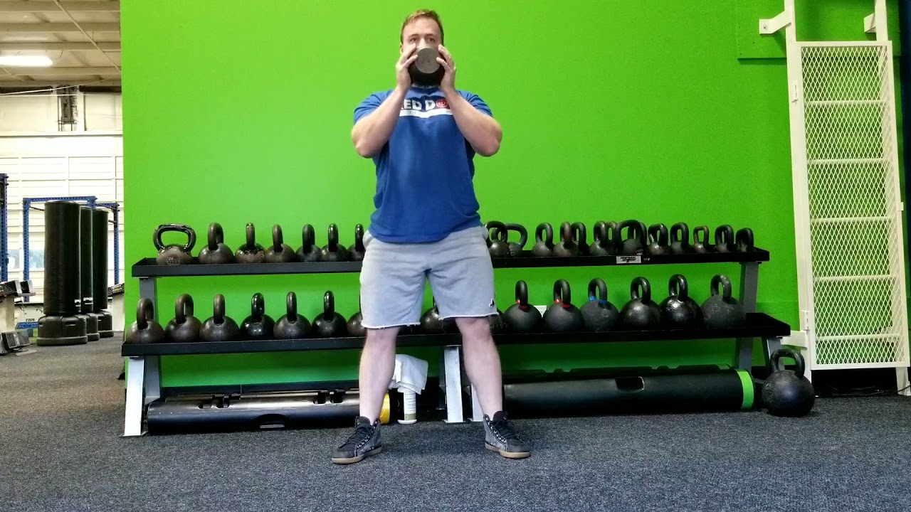 Goblet Squat Drop-Catch (quick rebound)