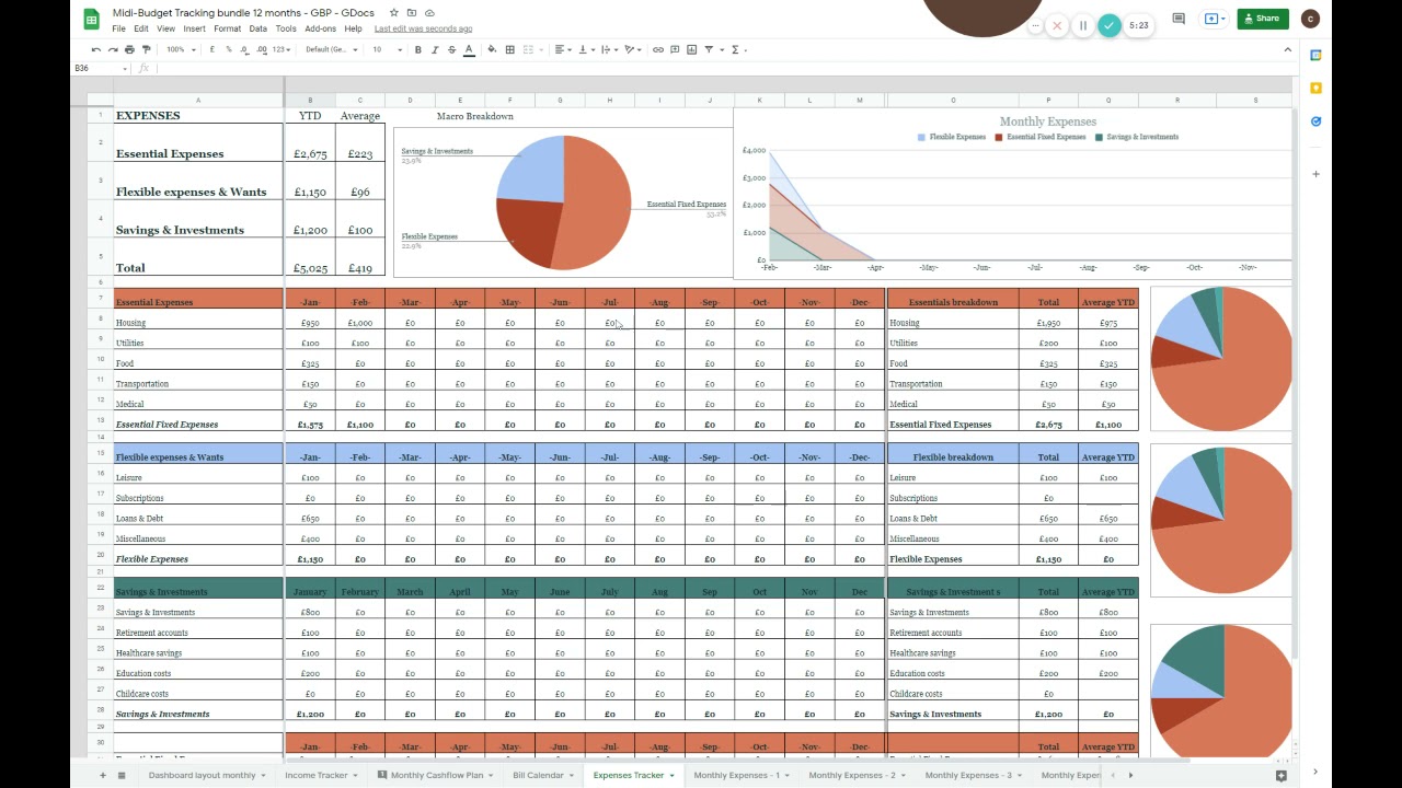 Introduction to FoxTalksFinance Midi Budget Tracking bundle spreadsheet (1/3)