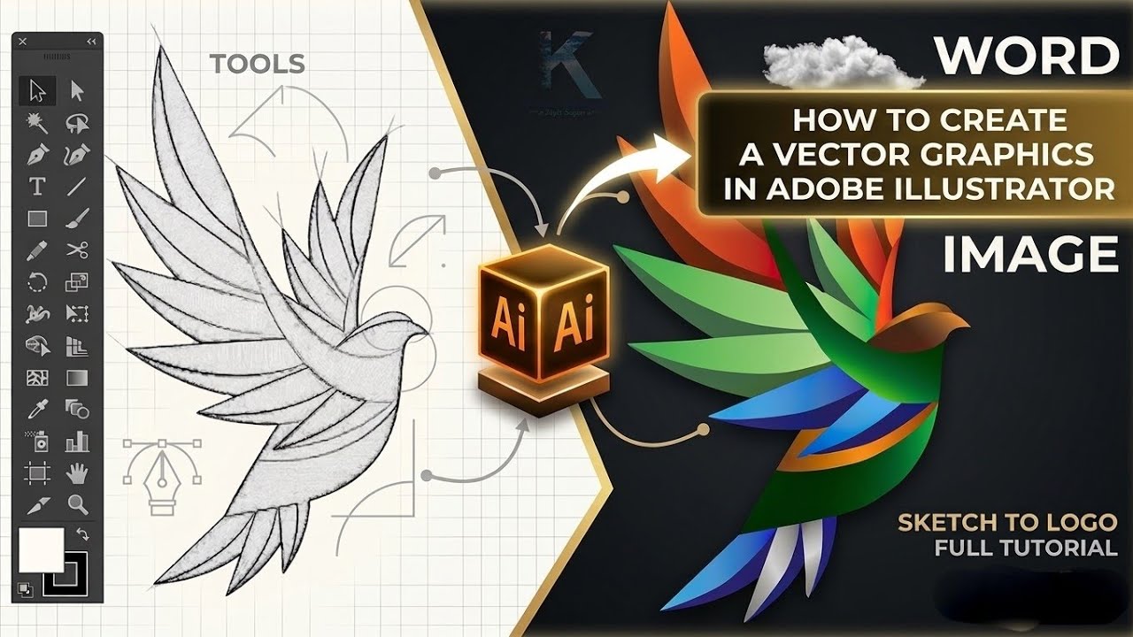 Adobe Illustrator Beginner tutorial | Create a Bird Vector art from sketch🕊️ HD quality #viralshorts