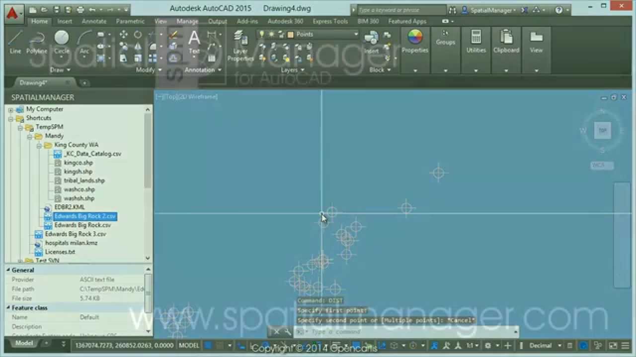 Import CSV Points in AutoCAD - Spatial Manager™ (SR)